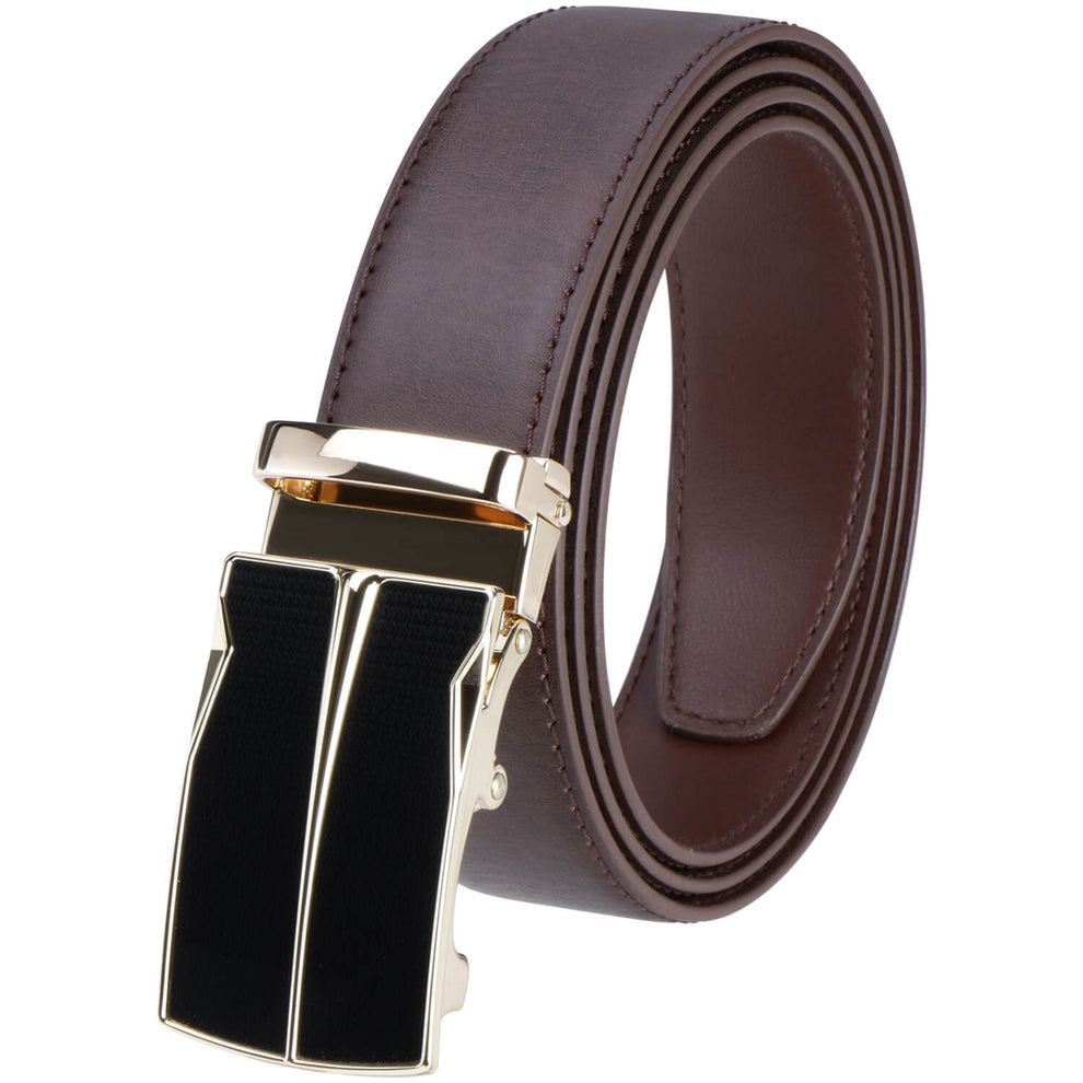 Labnoft Men's Stylish Auto-Lock Pu Leather Belt Without Holes, Brown