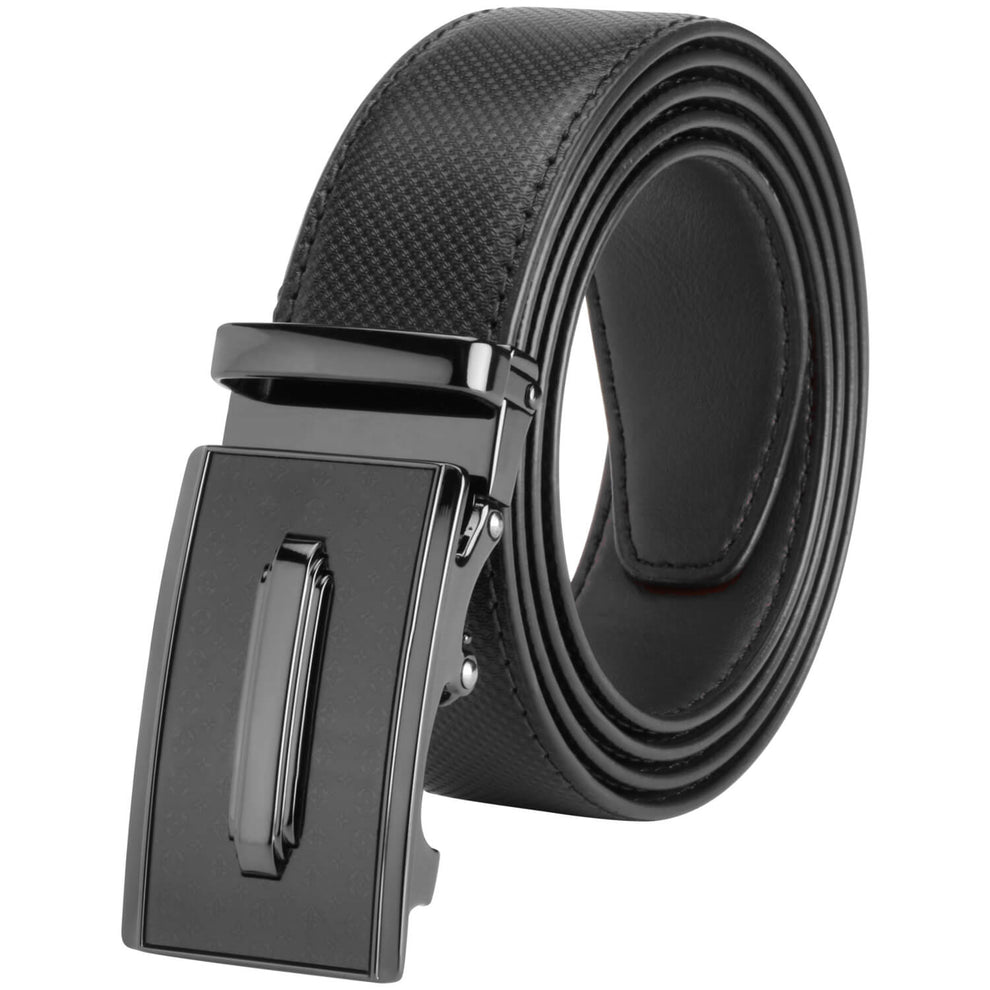 Labnoft Men's Stylish Auto-Lock Pu Leather Belt Without Holes, Black