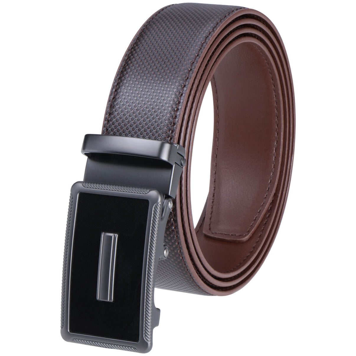 Labnoft Men's Stylish Auto-Lock Pu Leather Belt Without Holes, Brown