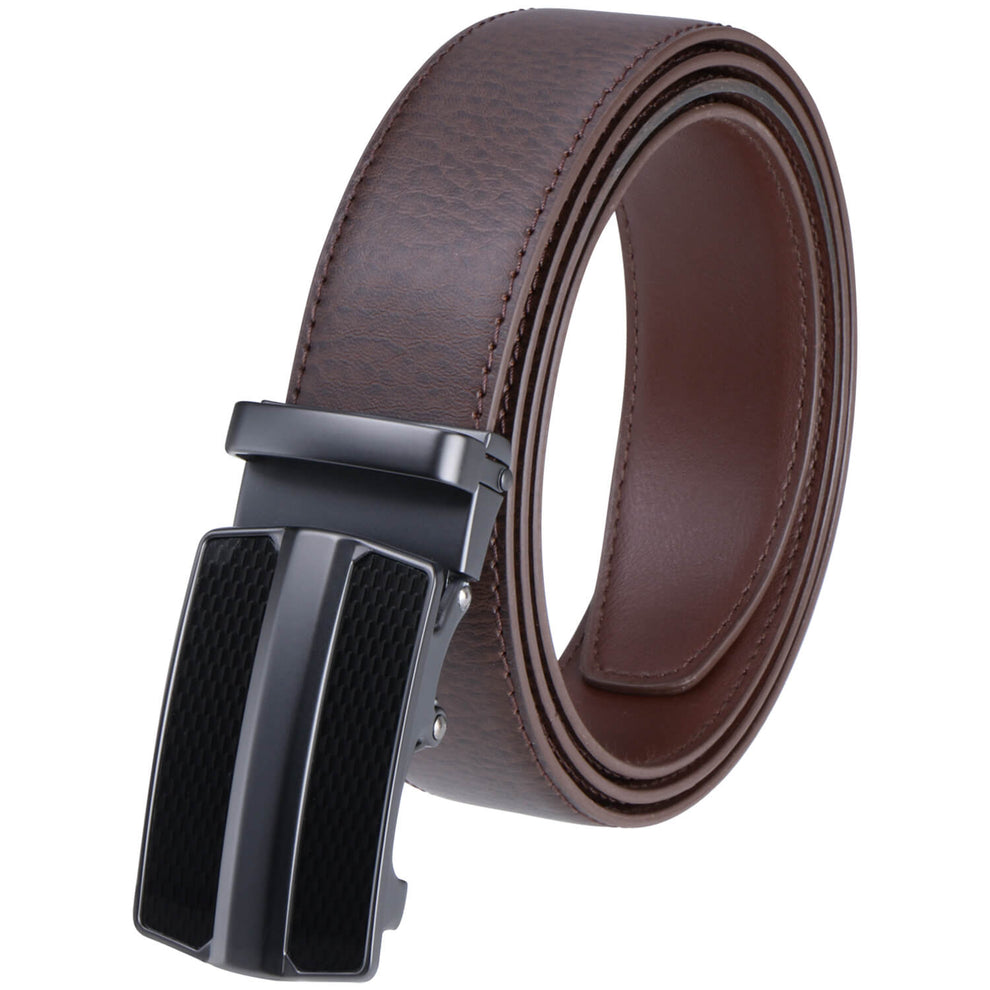 Labnoft Men's Stylish Auto-Lock Pu Leather Belt Without Holes, Brown