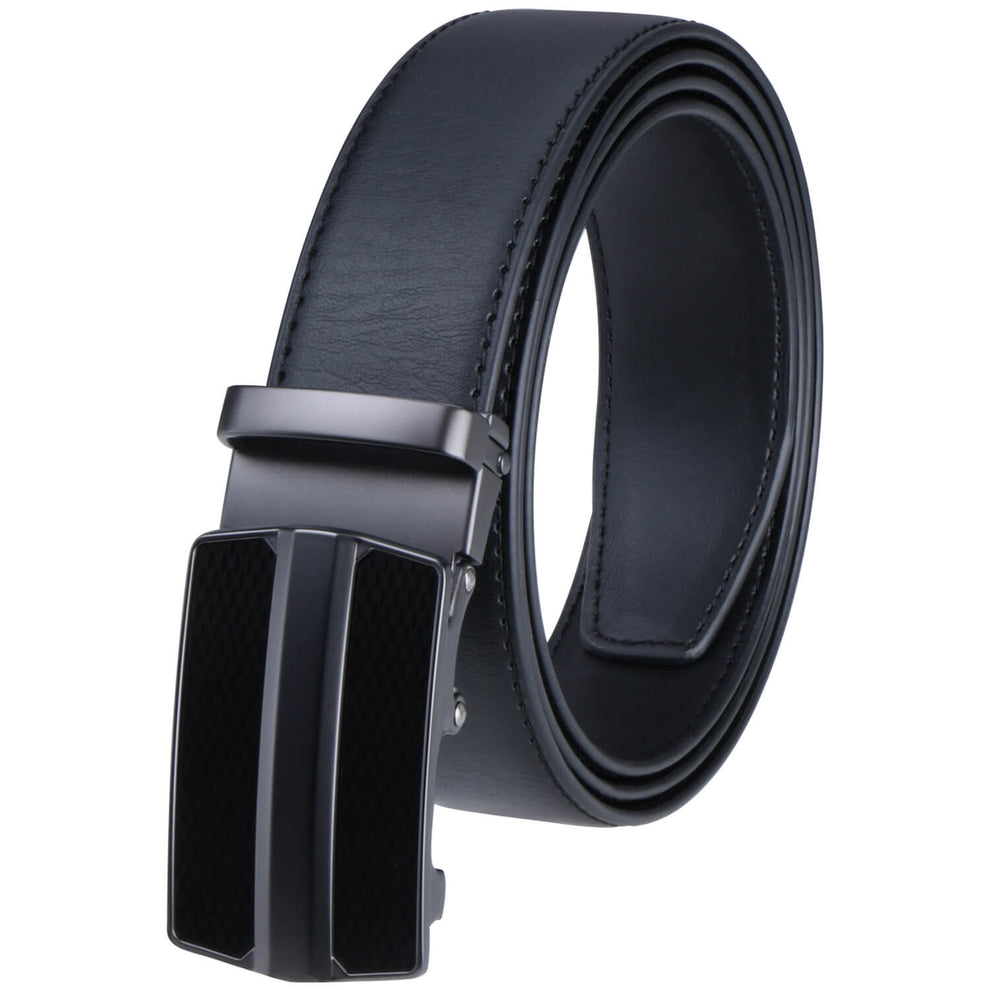 Labnoft Men's Stylish Auto-Lock Pu Leather Belt Without Holes, Black