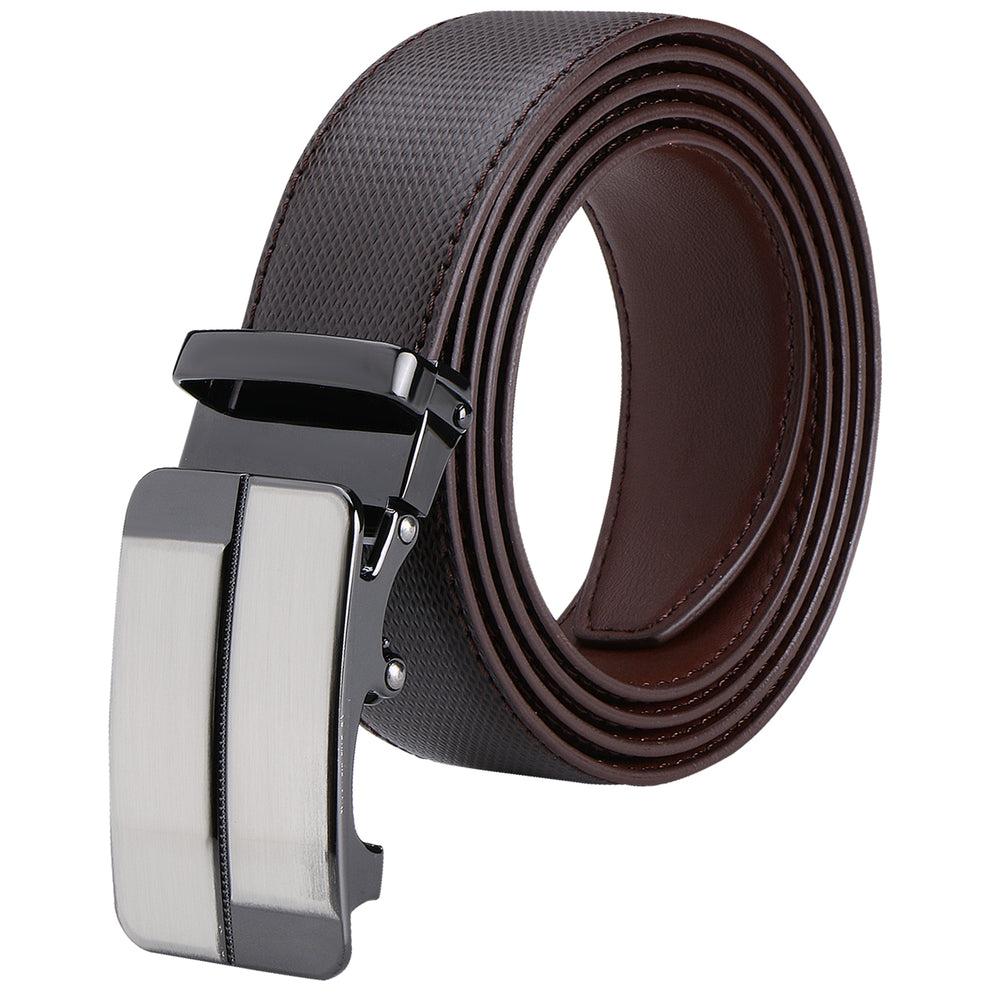 Labnoft Men's Stylish Auto-Lock Pu Leather Belt Without Holes, Brown