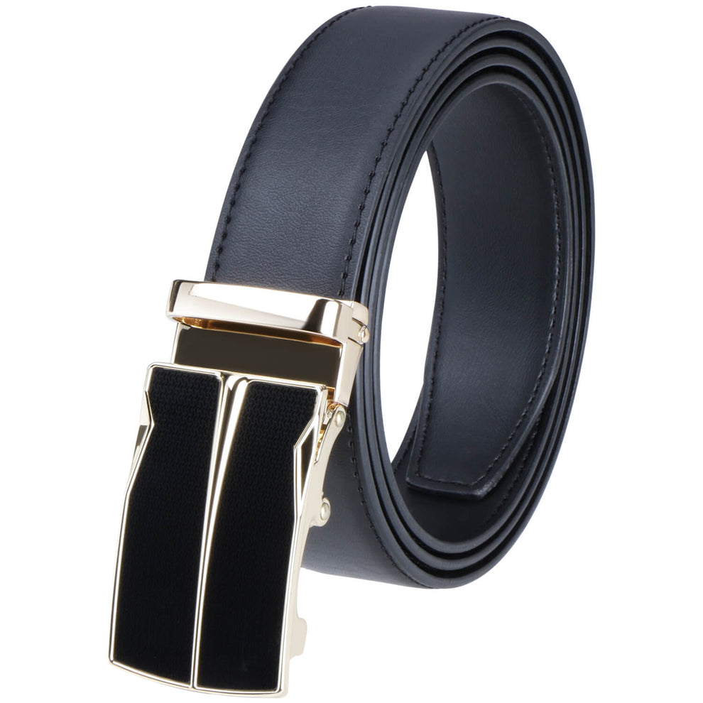 Labnoft Men's Stylish Auto-Lock Pu Leather Belt Without Holes, Black