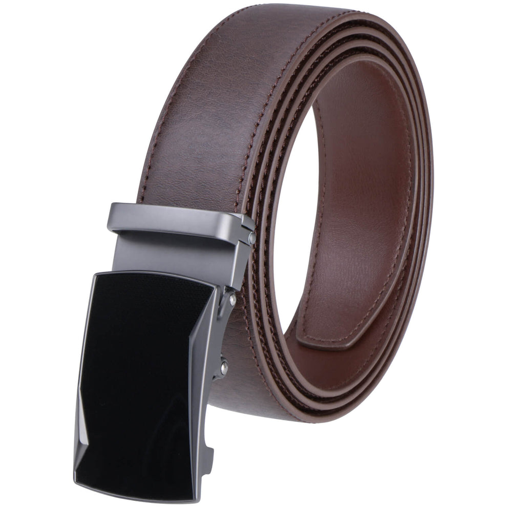 Labnoft Men's Stylish Auto-Lock Pu Leather Belt Without Holes, Brown