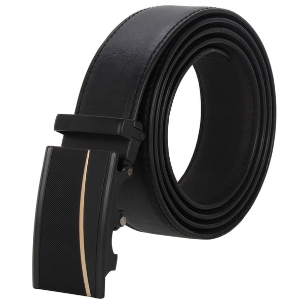 Labnoft Men's Stylish Auto-Lock Pu Leather Belt Without Holes, Black