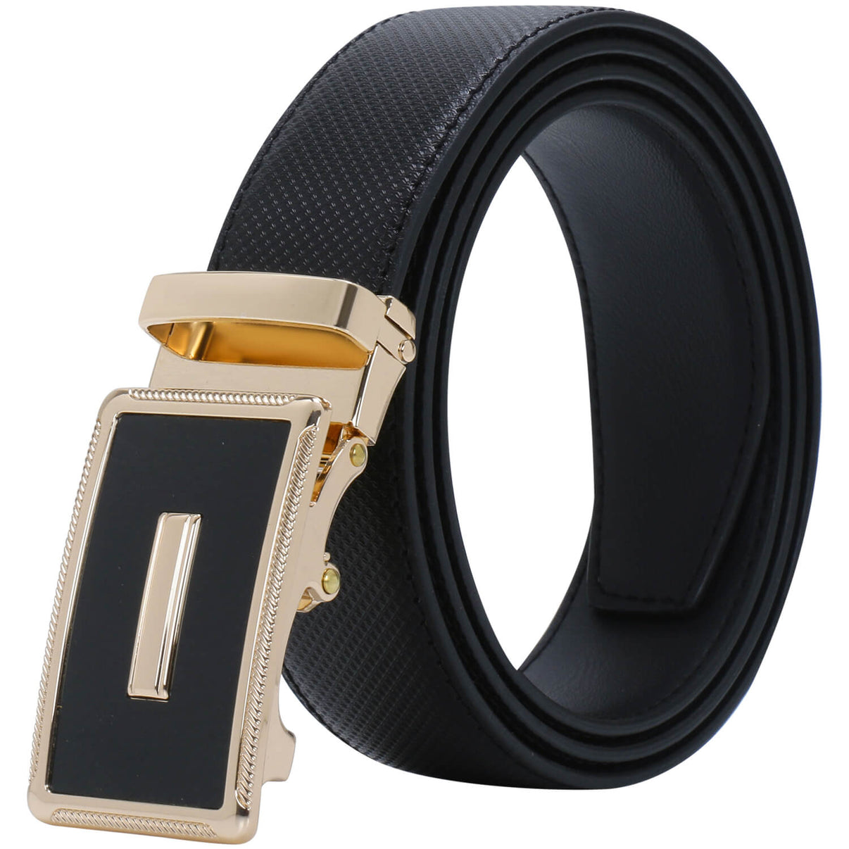 Labnoft Men's Stylish Auto-Lock Pu Leather Belt Without Holes, Black