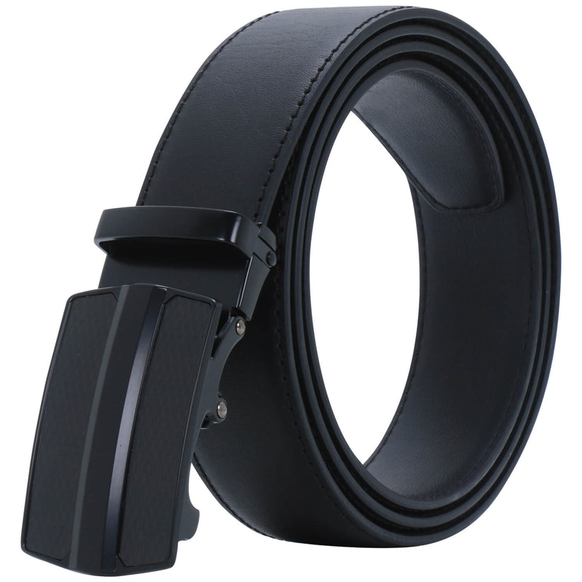 Labnoft Men's Stylish Auto-Lock Pu Leather Belt Without Holes, Black