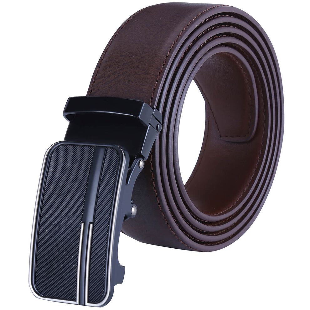 Labnoft Men's Stylish Auto-Lock Pu Leather Belt Without Holes, Brown