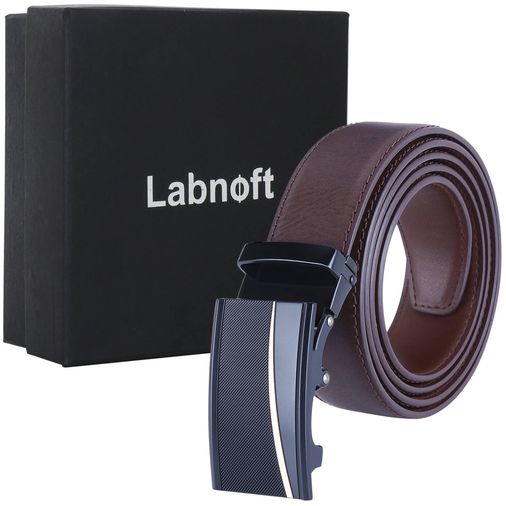 Labnoft Men's Stylish Auto-Lock Pu Leather Belt Without Holes, Brown
