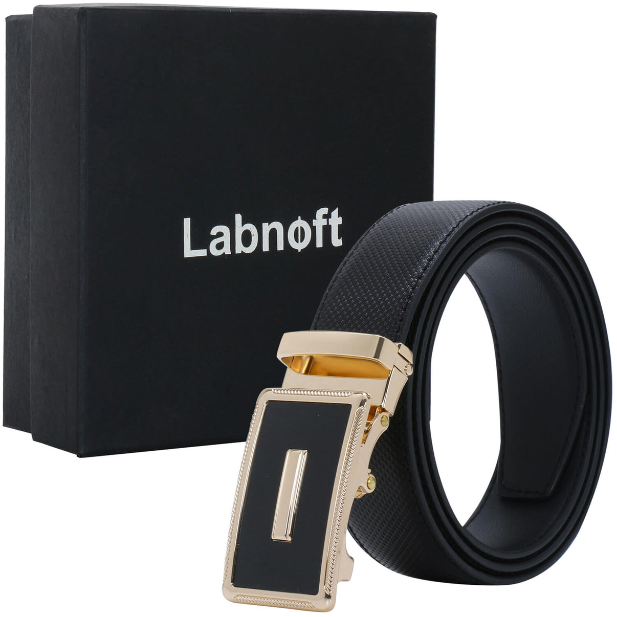 Labnoft Men's Stylish Auto-Lock Pu Leather Belt Without Holes, Black