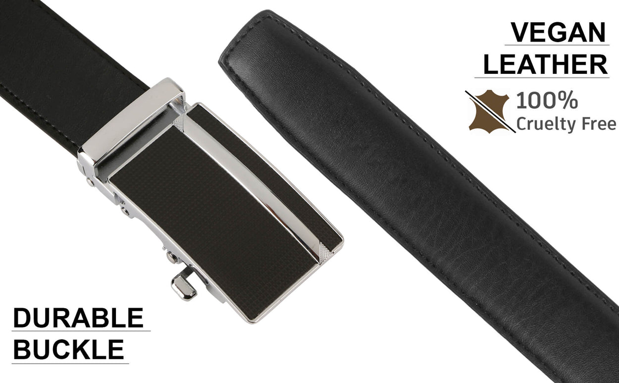 Labnoft Men's Stylish Auto-Lock Pu Leather Belt Without Holes, Black