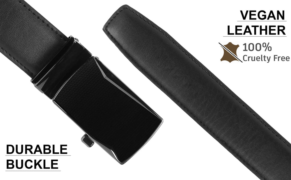 Labnoft Men's Stylish Auto-Lock Pu Leather Belt Without Holes, Black