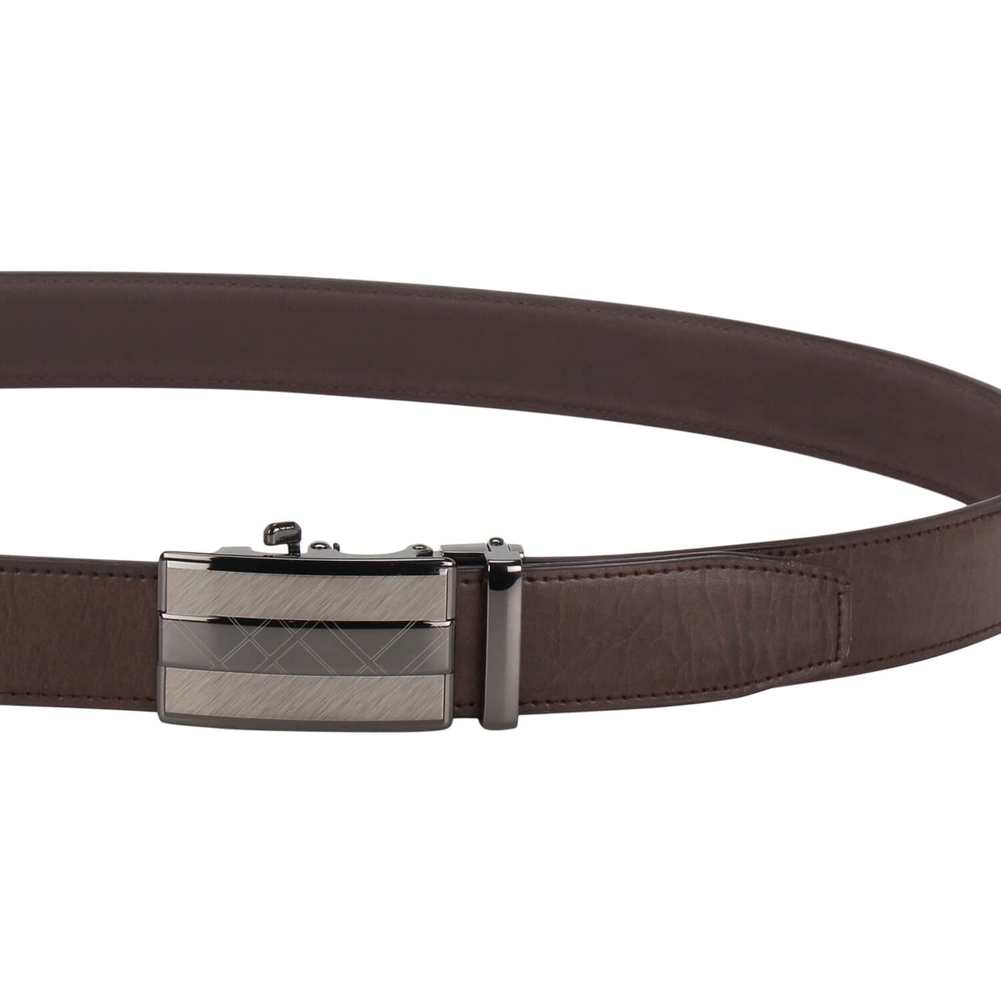 Labnoft Men's Stylish Auto-Lock Pu Leather Belt Without Holes, Brown