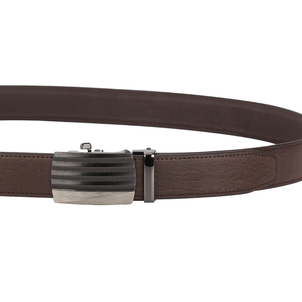 Labnoft Men's Stylish Auto-Lock Pu Leather Belt Without Holes, Brown