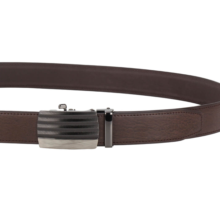 Labnoft Men's Stylish Auto-Lock Pu Leather Belt Without Holes, Brown