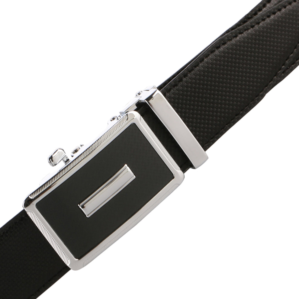 Labnoft Men's Stylish Auto-Lock Pu Leather Belt Without Holes, Black