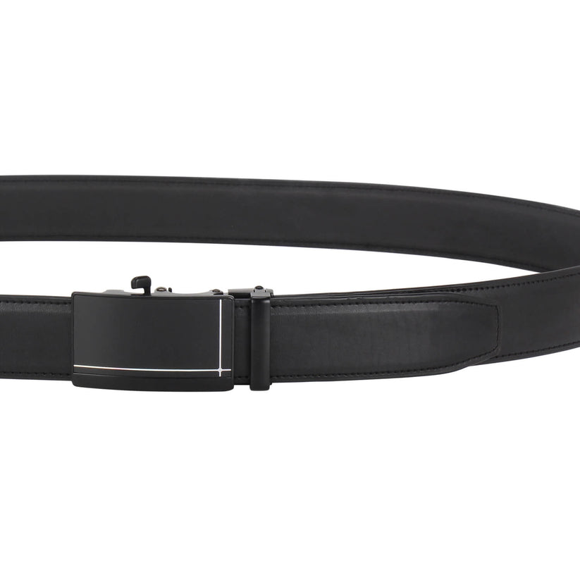 Labnoft Men's Stylish Auto-Lock Pu Leather Belt Without Holes, Black