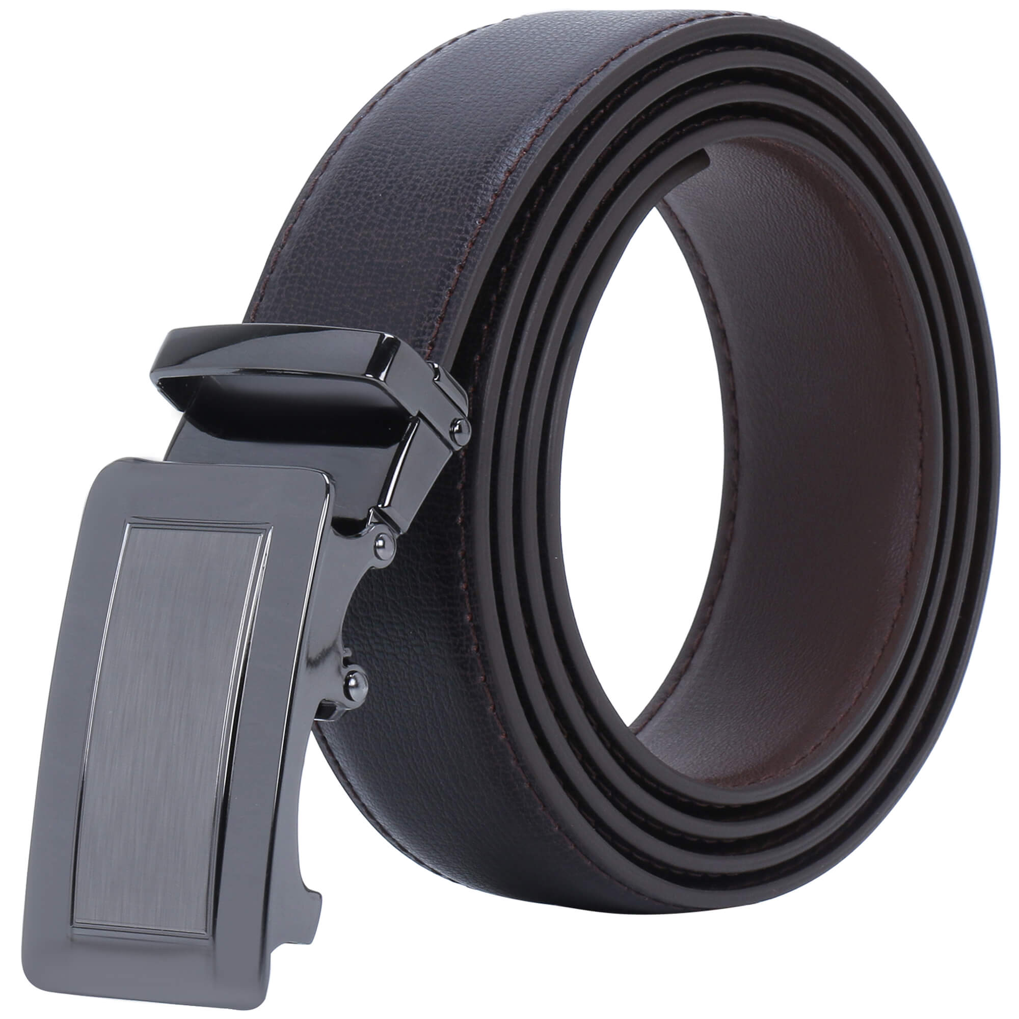 Labnoft Men's Stylish Auto-Lock Pu Leather Belt Without Holes, Brown