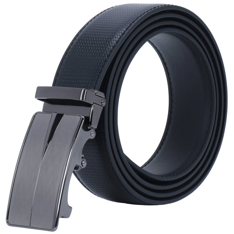 Labnoft Men's Stylish Auto-Lock Pu Leather Belt Without Holes, Black