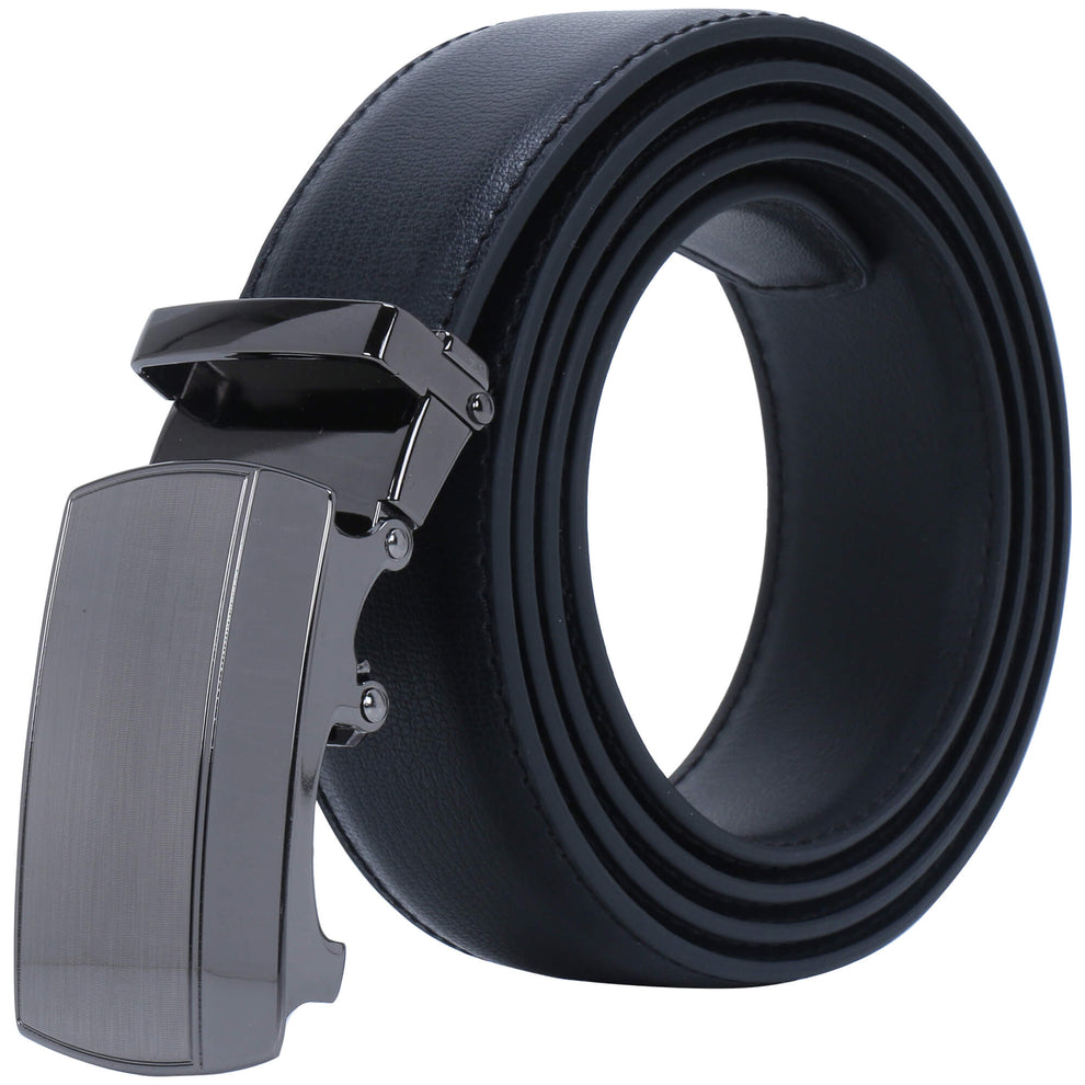 Labnoft Men's Stylish Auto-Lock Pu Leather Belt Without Holes, Black