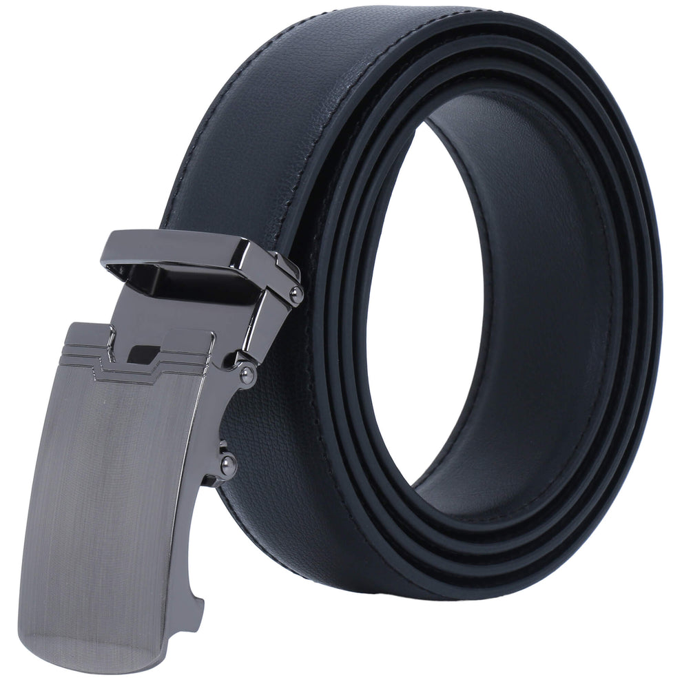 Labnoft Men's Stylish Auto-Lock Pu Leather Belt Without Holes, Black