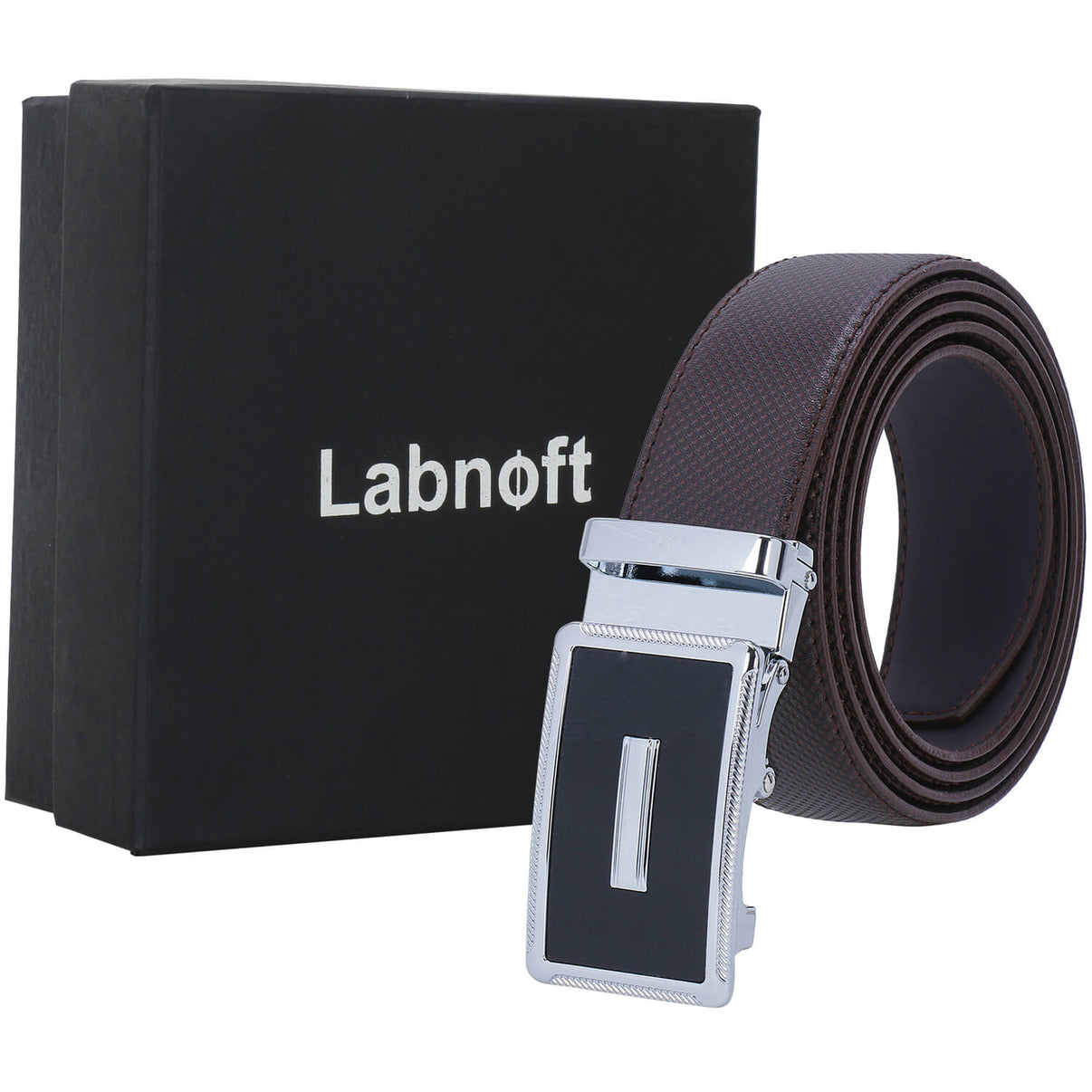 Labnoft Men's Stylish Auto-Lock Pu Leather Belt Without Holes, Brown