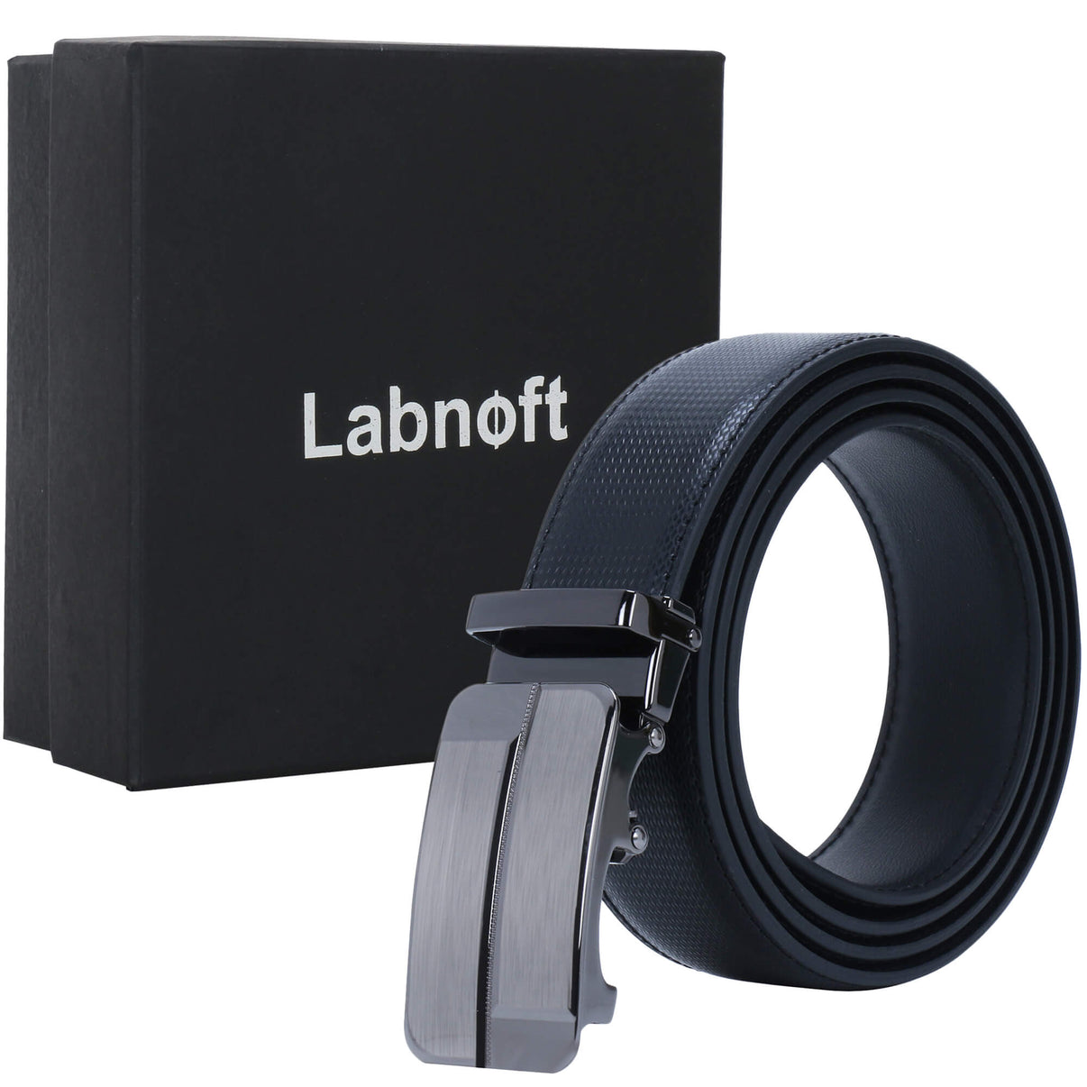 Labnoft Men's Stylish Auto-Lock Pu Leather Belt Without Holes, Black